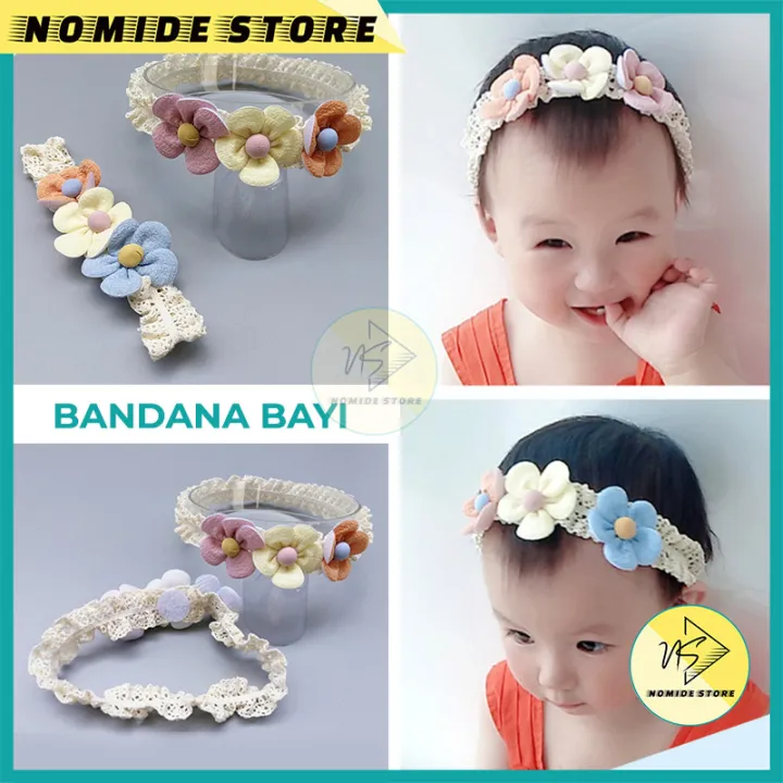 Bandana Bayi Korea Anak Perempuan Motif 3 Bunga Lucu Fashion Aksesoris ...