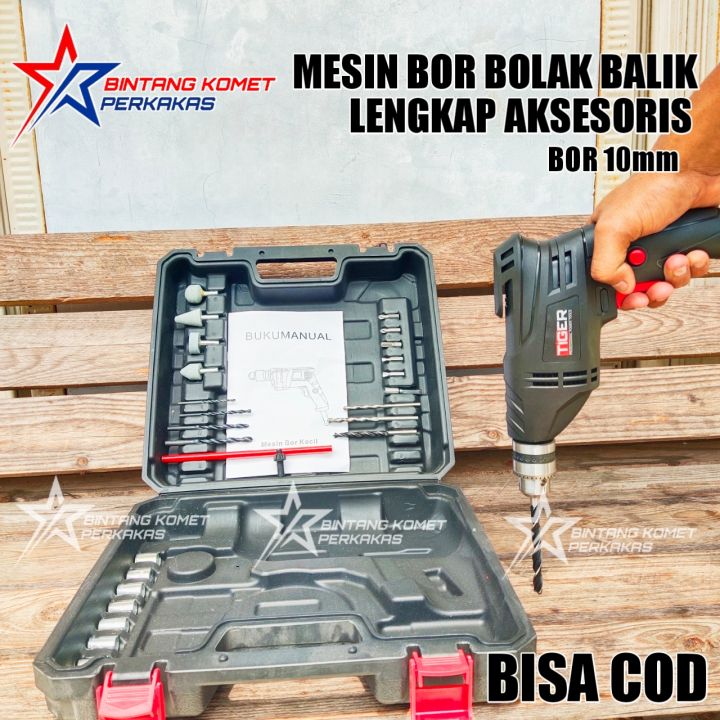 MESIN BOR 10mm BOLAK BALIK + KOPER TIGER 103. BOR LISTRIK UNTUK BOR ...