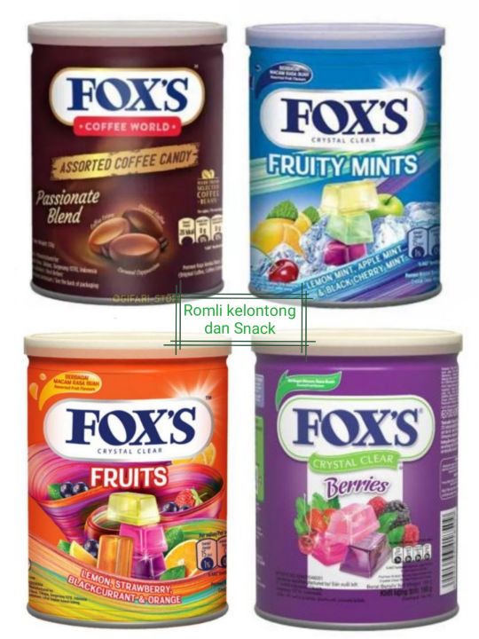 Fox Foxs Foxs Permen Segi Balok Crystal Clear Kaleng Tin 180gr