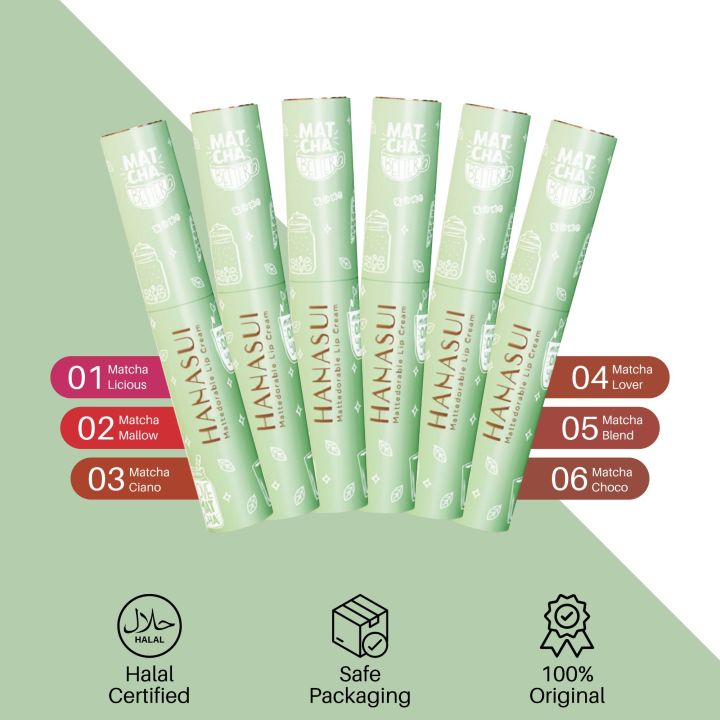 Hanasui Mattedorable Lip Cream Matcha Latte Edition | Lazada Indonesia
