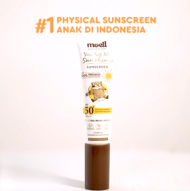 Moell Physical Sunscreen Anak dan Bayi SPF 50 PA ++++ 30 ml Water Resistant Anti UV Shield Baby ...