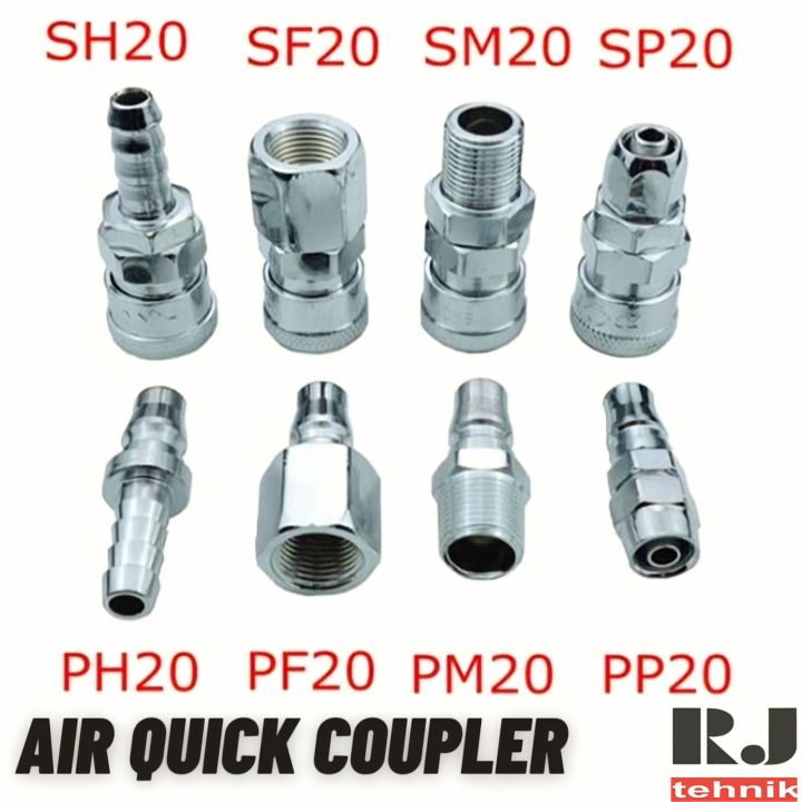 Kopler Kupler Cupler Sambungan Nepel Selang Kompresor Air Quick Coupler Angin SF SH SM SP PF PH ...