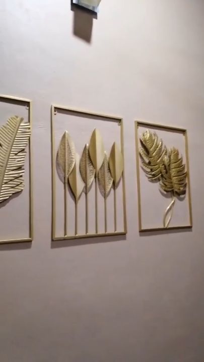 MINS MSIA Metal Golden Leaves Wall Frame Decoration Hiasan Dinding ...