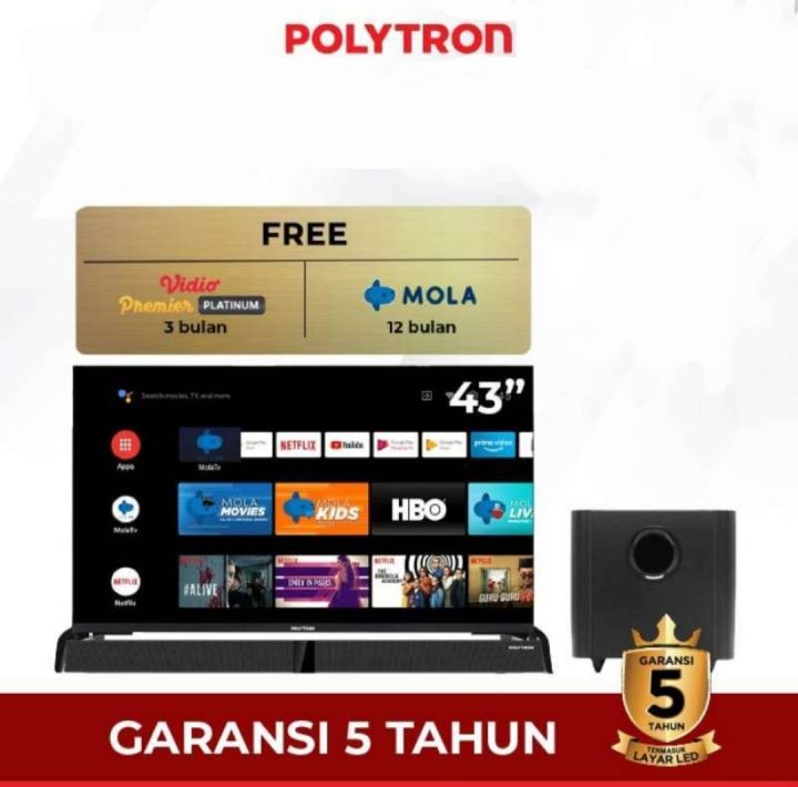 POLYTRON LED TV Android TV 43 Inch Full HD - PLD-43BAG5959 + Soundbar ...