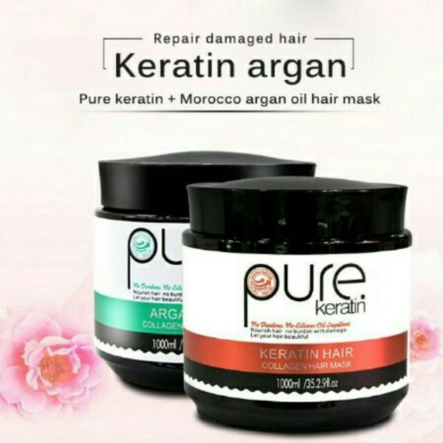 PURE Keratin Collagen Hair Mask Treatment 1000ML PURE Argan Oil ...