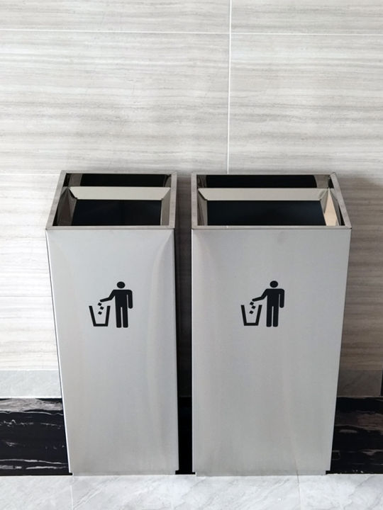 Stainless Steel Outdoor Trash Can Square Top Thrower Large Numbered ...