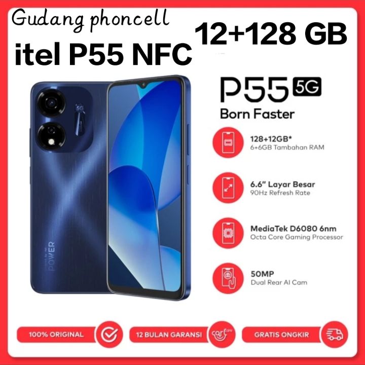 INFINIX ITEL P55 5G NFC Ram 12+128GB layar 6.5 inci, charger tipe C garansi resmi 1 tahun (imei ...
