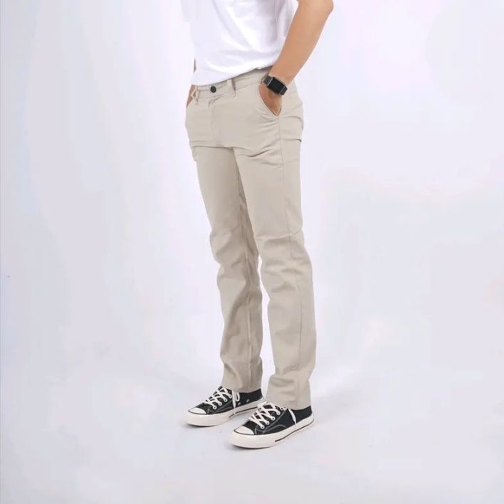 CELANA CHINO PRIA PANJANG SLIMFIT CREAM PUTIH TULANG - CELANA CHINOS PANJANG PRIA | Lazada Indonesia