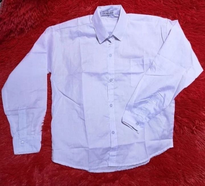 Formal plain white longsleeve(tetoron fabric) | Lazada