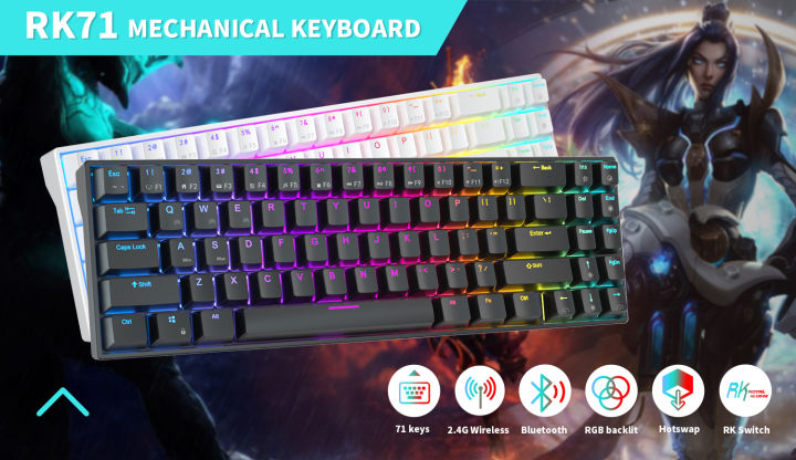 Royal Kludge RK71 Dual-mode RGB 71 Keys Hot Swappable Mechanical ...
