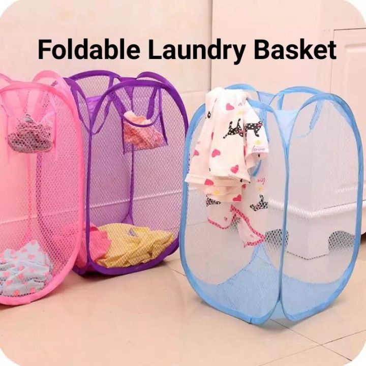 Laundry Basket Bag Foldable 32*32*52cm Pop Up Washing Net Basket for ...