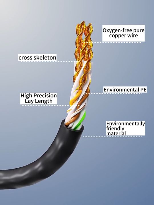 【Free 50pcs Cable Clip】Gold-Plated Ethernet Cable RJ45 CAT6 Lan Cable ...