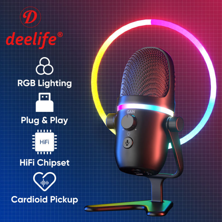 Deelife Professional Podcast Microphone for Streaming and Broadcasting PC Computer Laptop USB ...