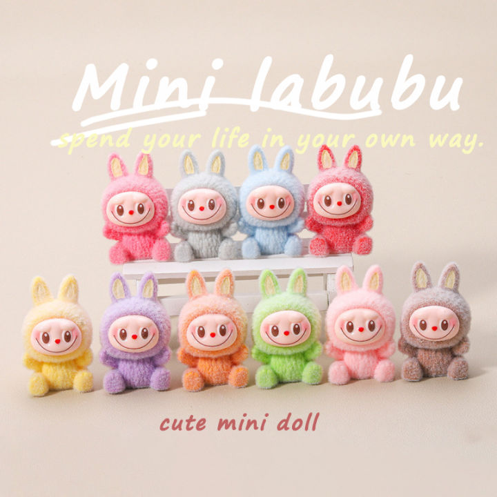 Cute Mini Labubu Doll Macaron Plush Cute Mini Doll Anime Figurine Model ...
