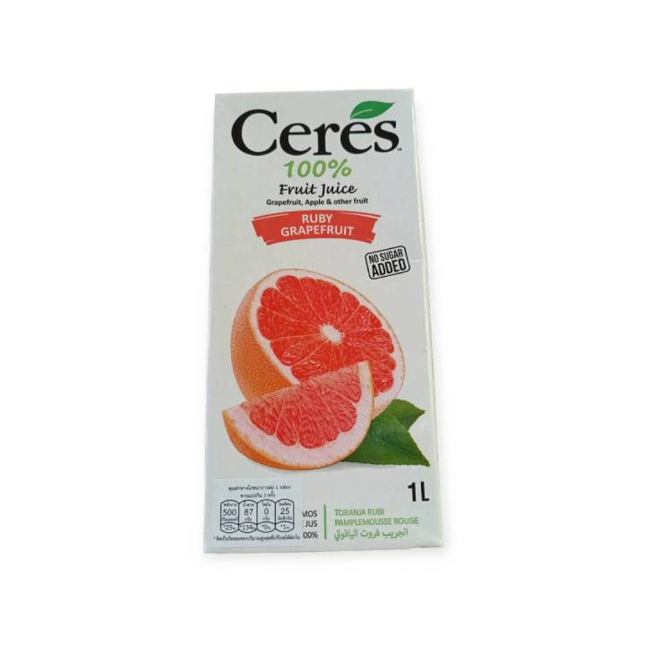 Ceres Ruby Grapefruit 100% น้ำโกรฟฟรุต ผสม น้ำองุ่น และเนื้อเกรฟฟรุต 1 ลิตร | Lazada.co.th