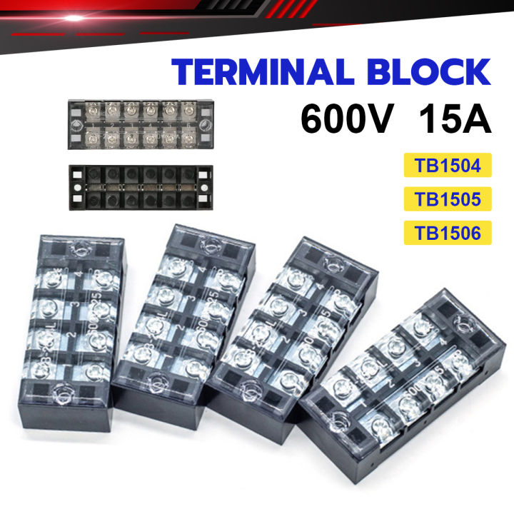 Homehub 15A Molded Terminal Block TB1504 TB1505 TB1506 600V Dual Row ...
