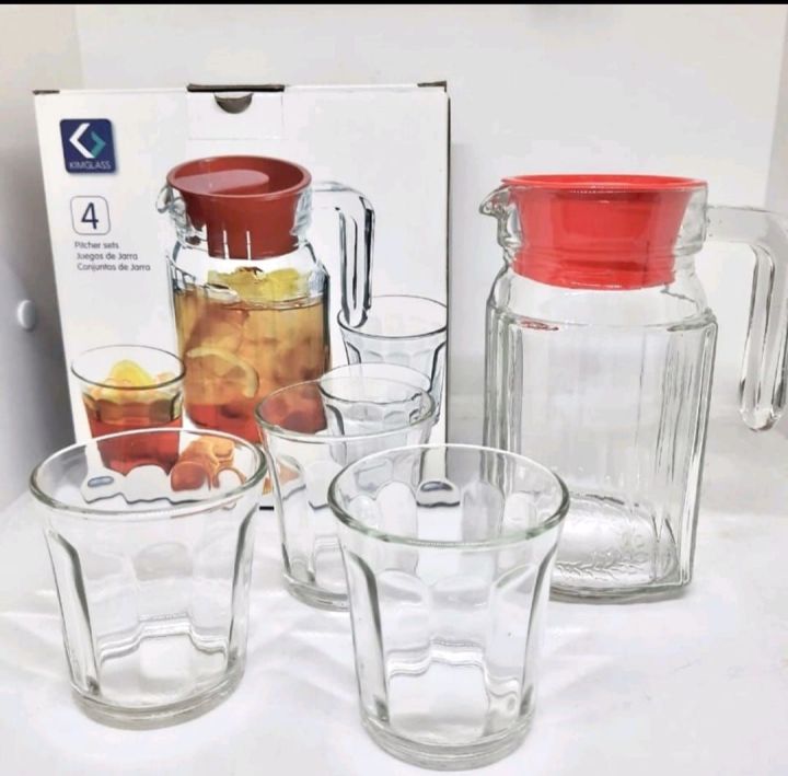 pitcher set 4 in 1 kimglass/teko kado isi 4 kaca | Lazada Indonesia