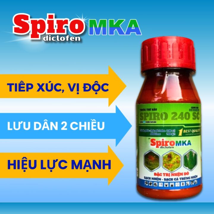 Diệt nhện đỏ SPIRO MKA 240SC hoạt chất spirodiclofen quản lý nhện làm ung trứng (chai 240ml ...