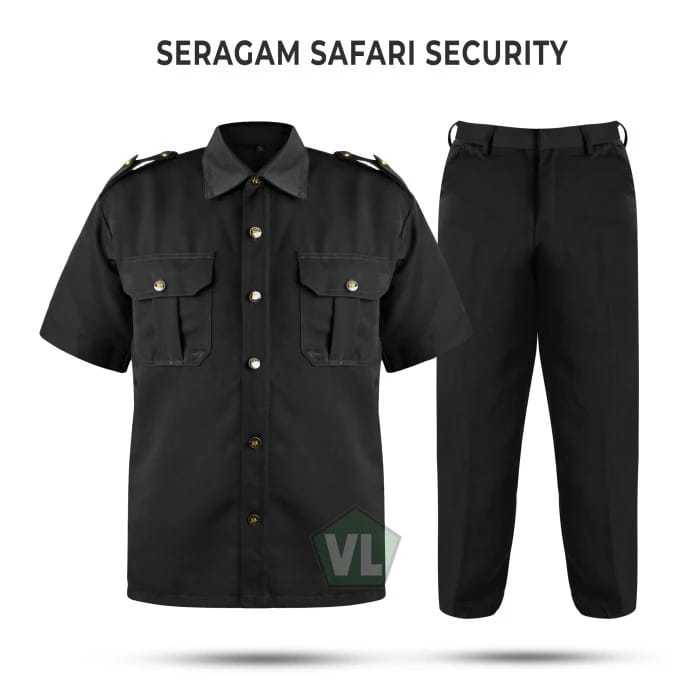 Seragam safari satpam hitam Security lengan pendek panjang seragam ...