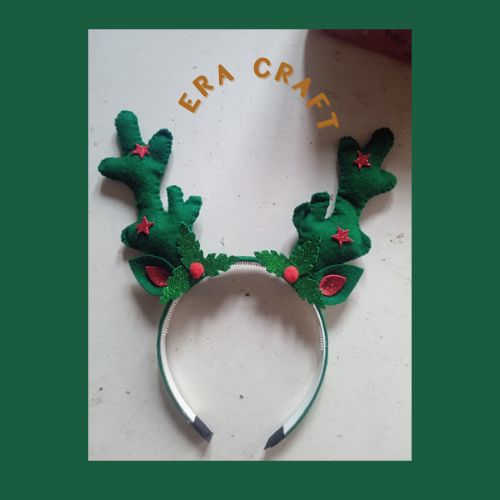 bando tanduk rusa natal hijau kain flanel cantik Christmas | Lazada ...