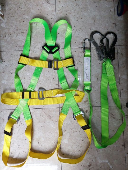 Full body harness and double lanyard with shock absorber | Lazada PH