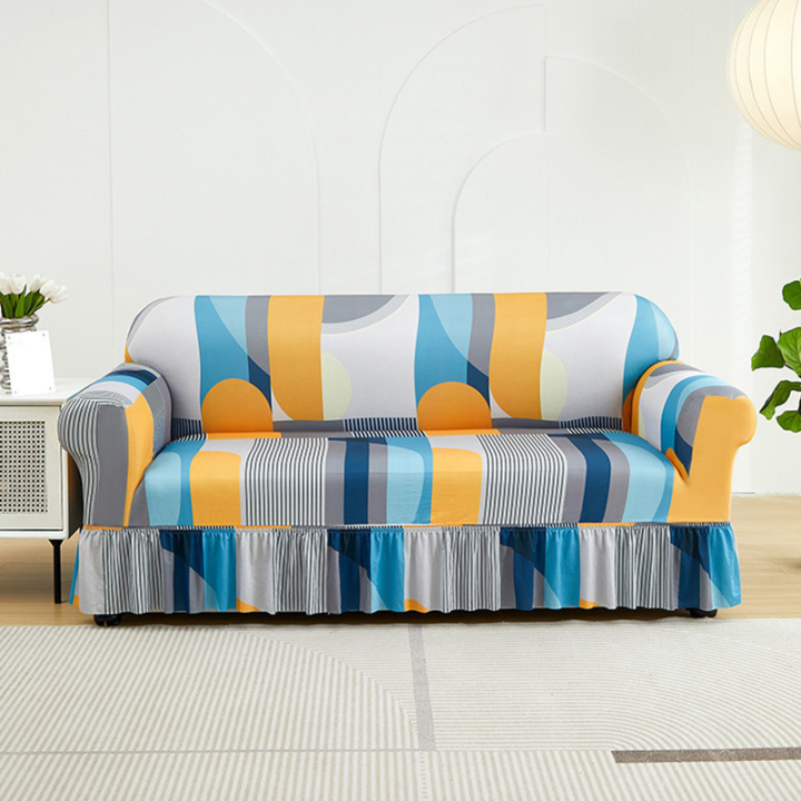 Sofa Cover with Skirt 1/2/3/4 Seat Universal Sofa Cover Elastic Sofa ...