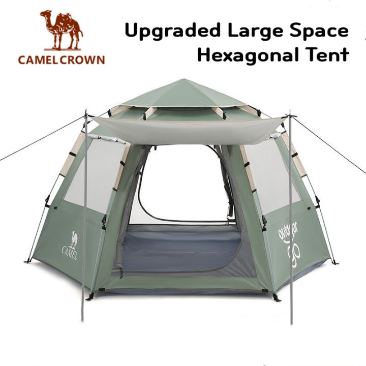 CamelCrown Outdoor Titanium Silver Hexagonal Auto Open Tent Park Camping Sun Protection Portable ...