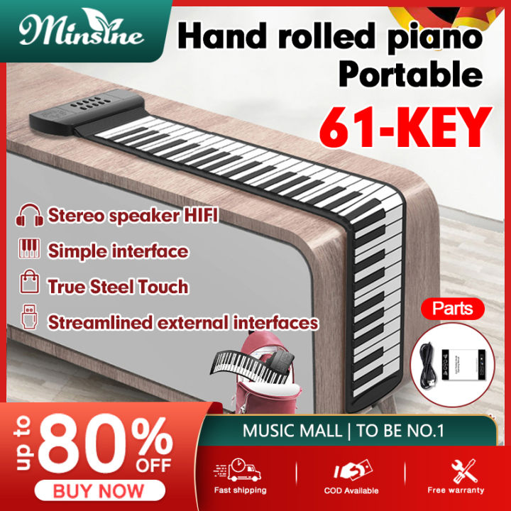 Minsine 61 Keys Roll Up Piano Portable Electronic Hand Roll Piano with ...