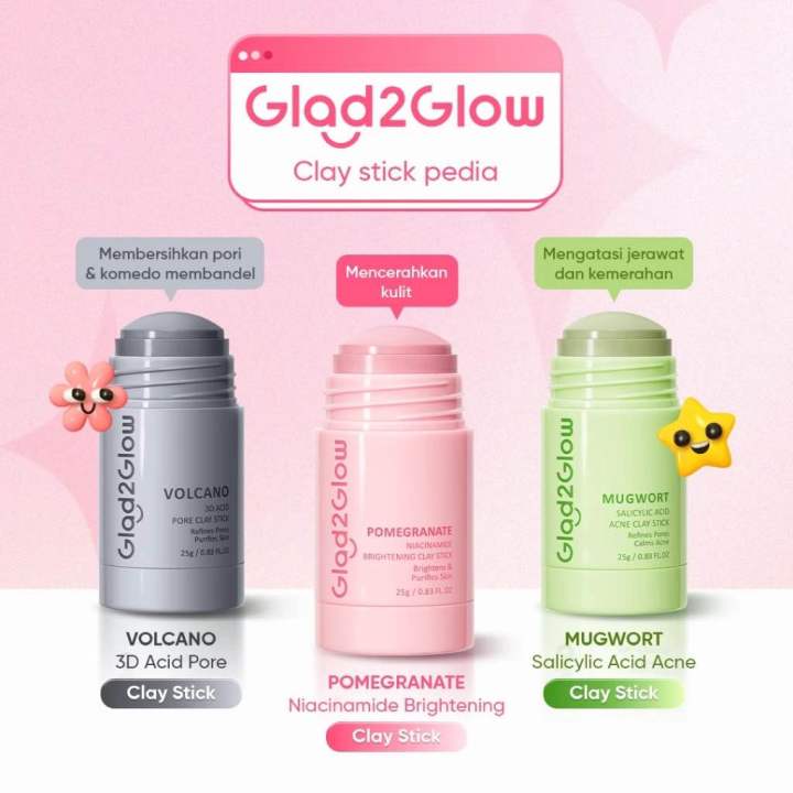 GLAD2GLOW Volcano 3D Acid Pore Clay Stick | Real Mugwort Salicylic Acid Acne Control Clay Mask ...