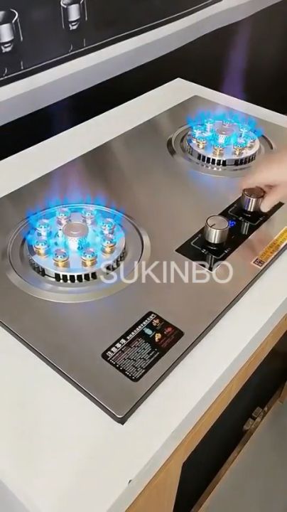 SUKINBO 9.0kw Timing Double Burner Gas Stove with Timer 304 Thickened ...