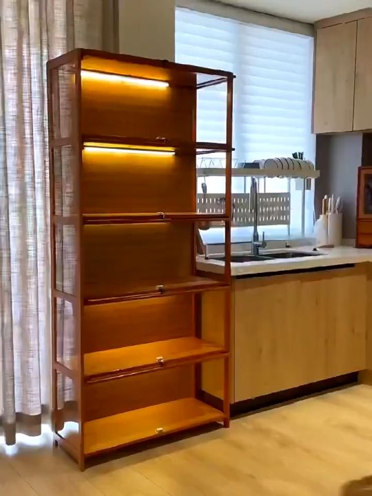 Bamboo Kitchen Storage Rack Multifunctional Kitchen storage cabinet ...