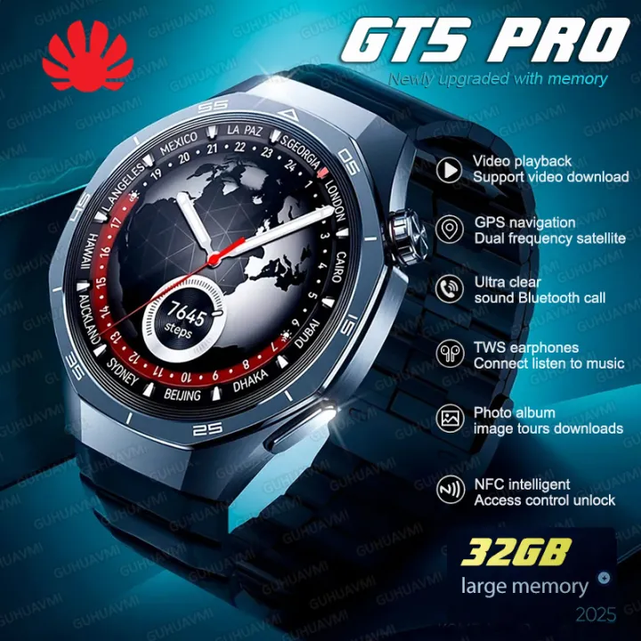 Original GT5 Pro New 32GB Memory SmartWatch Men Video Play NFC GPS ...