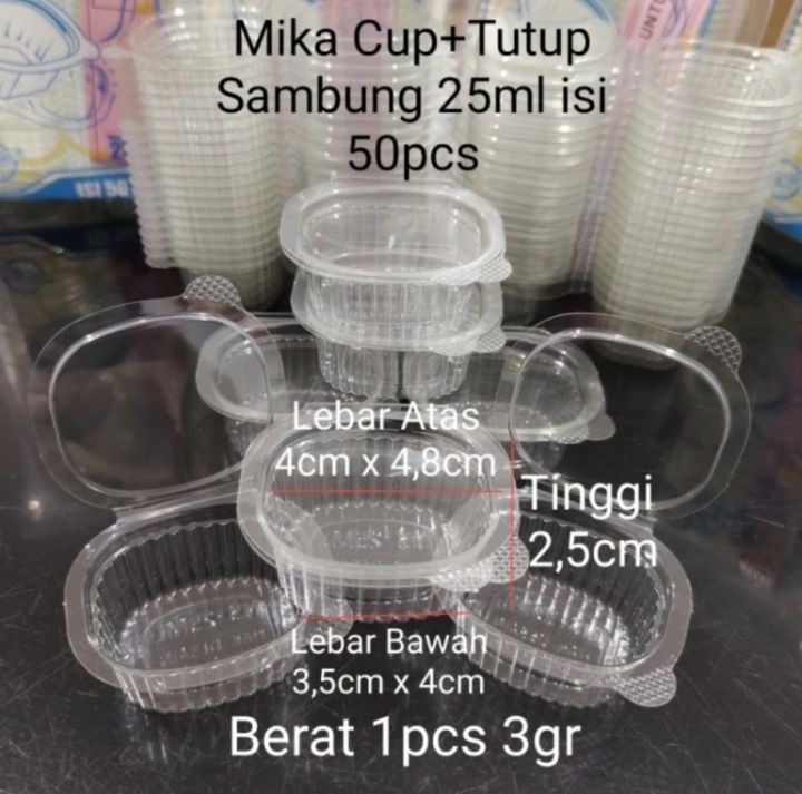 Mika Cup Sambel + Tutup Sambung 25ml isi 50pcs / Mika Sauce Cup Sambal ...