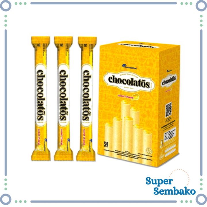 SNACK WAFER CHOCOLATOS SWEET CHEESE COKLAT PUTIH RASA KEJU ISI 20 ...