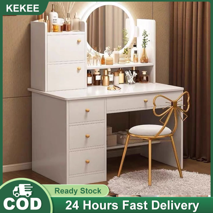 KEKEE Dressing Table With LED Mirror Multipurpose Makeup Table Meja ...