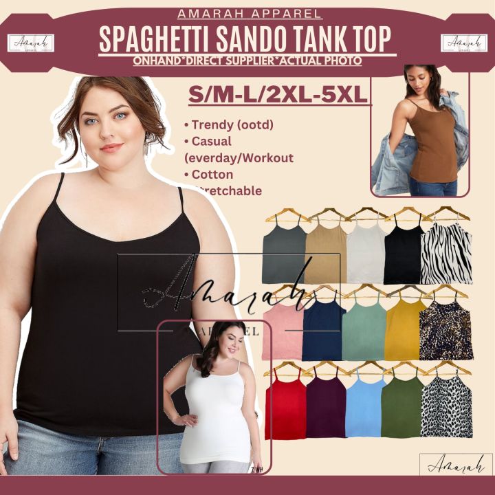 Spaghetti Strap Sando Cotton fl(S/M-L/2XL up to 5XL) | Lazada PH