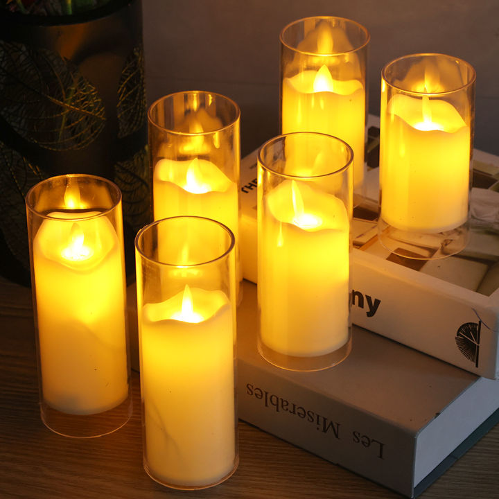 Electronic Candle Light Glow Swing Wick Acrylic Cup LED Glowing Candle ...