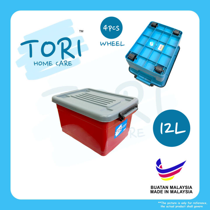 TORI HOME Storage Box with Wheels 12L | Storage container | Plastic ...