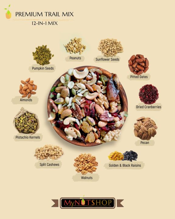 PREMIUM MIXED NUTS & DRIED FRUITS I 12-in-1 mixture of roasted nuts ...