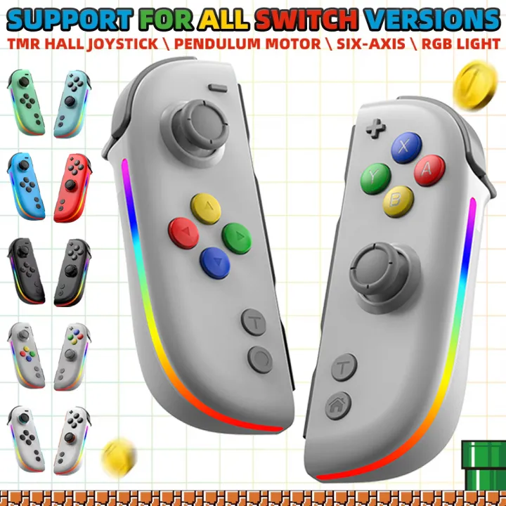 Joy Pad Switch Left and Right Game Controllers With RGB Lights for Wake ...