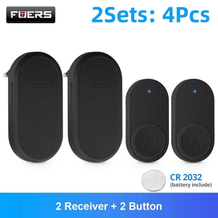 Fuers Wireless Doorbell 32 Songs Waterproof Button Welcome Chime Door ...