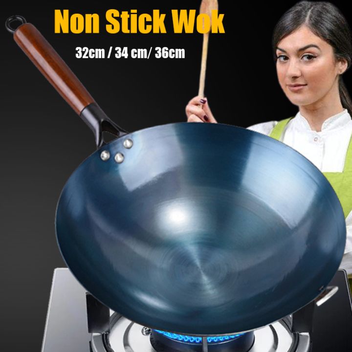 Wok Non Stick Black Carbon Steel Wok for Gas Stove Wok Pan Non Stick ... Wok Non Stick Black Carbon Steel Wok for Gas Stove Wok Pan Non Stick ...