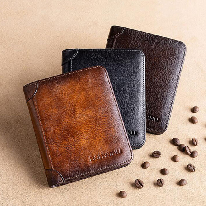 MISTLETOE 100% Cow Genuine Leather Wallet Original Men Trifold Small ...