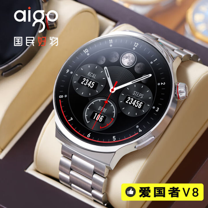 Aigo Patriot V8 สมาร์ทวอท์ชรอบหน้าปัดบลูทูธกีฬานาฬิกาสําหรับชายการตรวจสอบสุขภาพความดันโลหิต ...