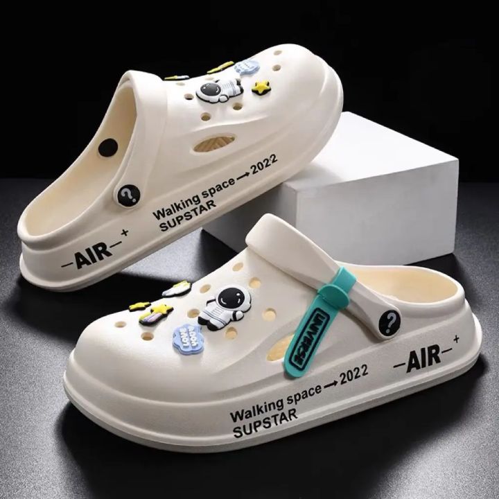 ผู้ชายใหม่ฤดูร้อนรองเท้าแตะด้านล่างหนาพร้อมฝาครอบลื่นรองเท้าชายหาด ...