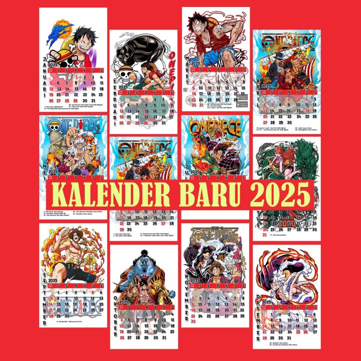 Kalender 2025 one piece isi 12 pcs | Lazada Indonesia