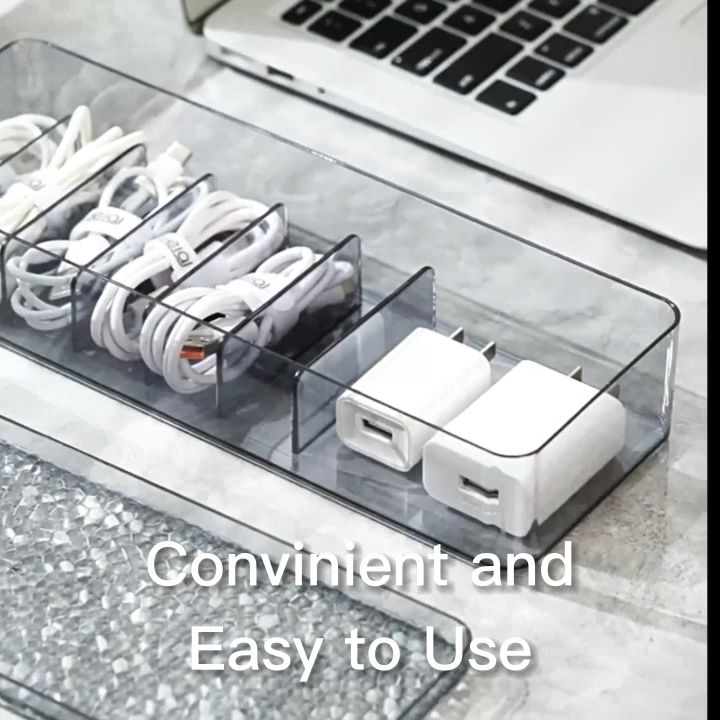 Data Cable Cord Organizer Box with Compartment Charger USB Wire Ties ...