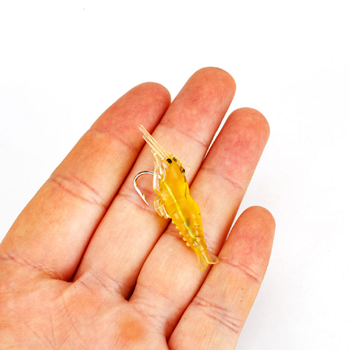 Soft Shrimp Bait Luminous Artificial Worm Fishing Lure With Hook ...