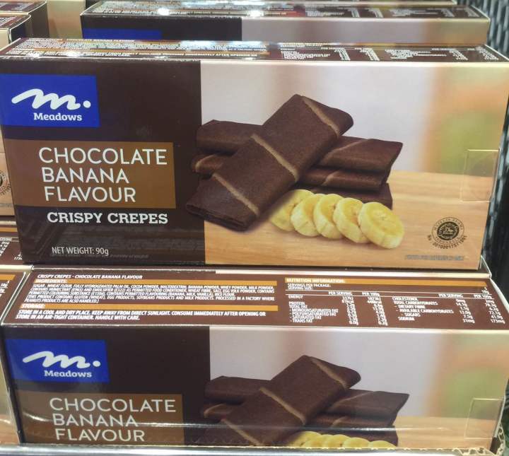 Meadows Chocolate Banana/Chocolate Peanut Flavour Crispy Crepes 90g ...