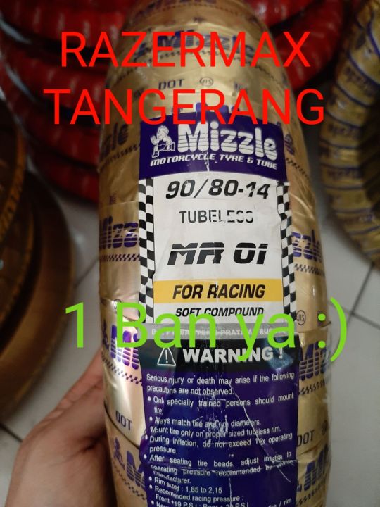 Ban Mizzle 90/80-14 MR 01 Racing Soft Compound Tubeless MATIC | Lazada ...